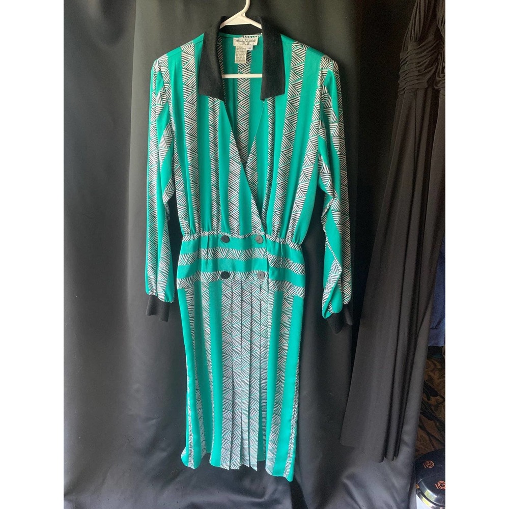 1980's Blake Elizabeth Kelly Green Drop Waist Dress| - Gem